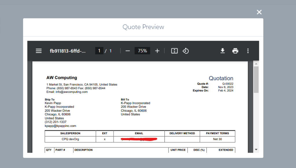 Quote Templates in CPQ - Pashtek
